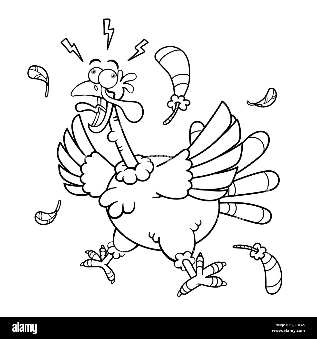 Funny Screaming Turkey Cartoon Character Outline Stock Vector Image ...