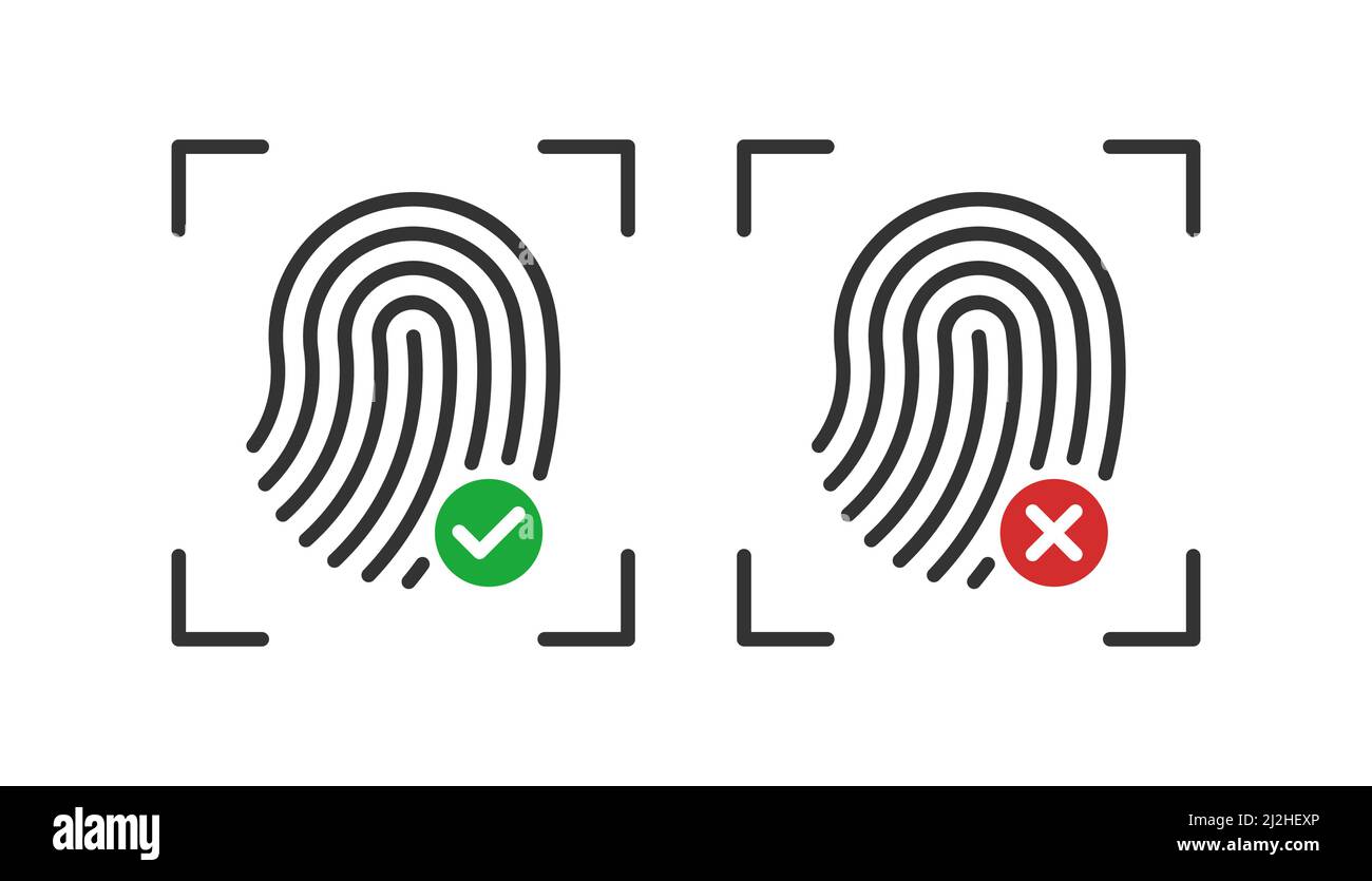 Fingerprint permission icon green and red mark Stock Vector Image & Art ...