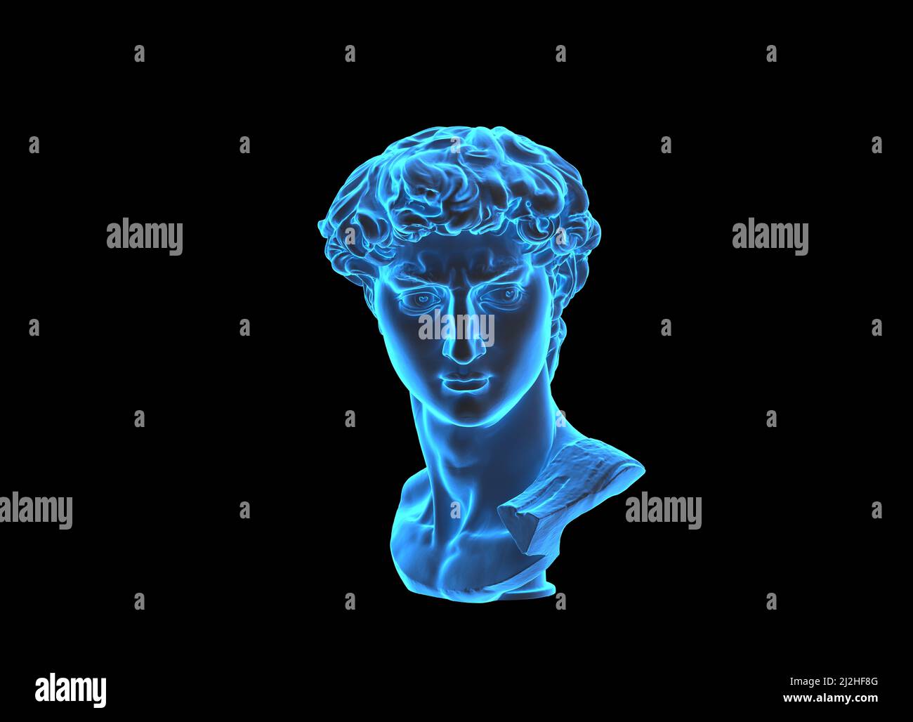 Transparent Hologram of Michelangelo head old classic historian statue ...