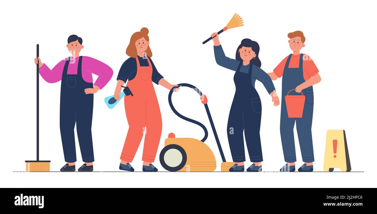 Team of professional workers in uniform standing together. People ...