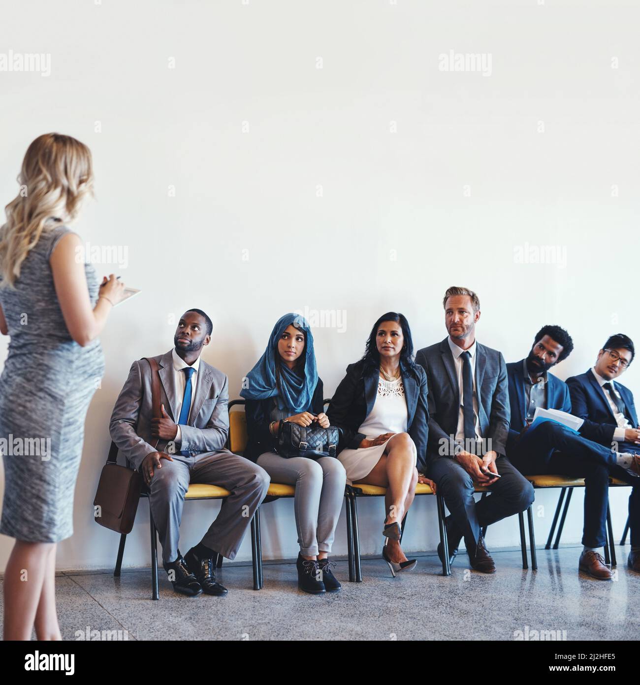 Thank you all for your patients. Shot of a group of confident ...