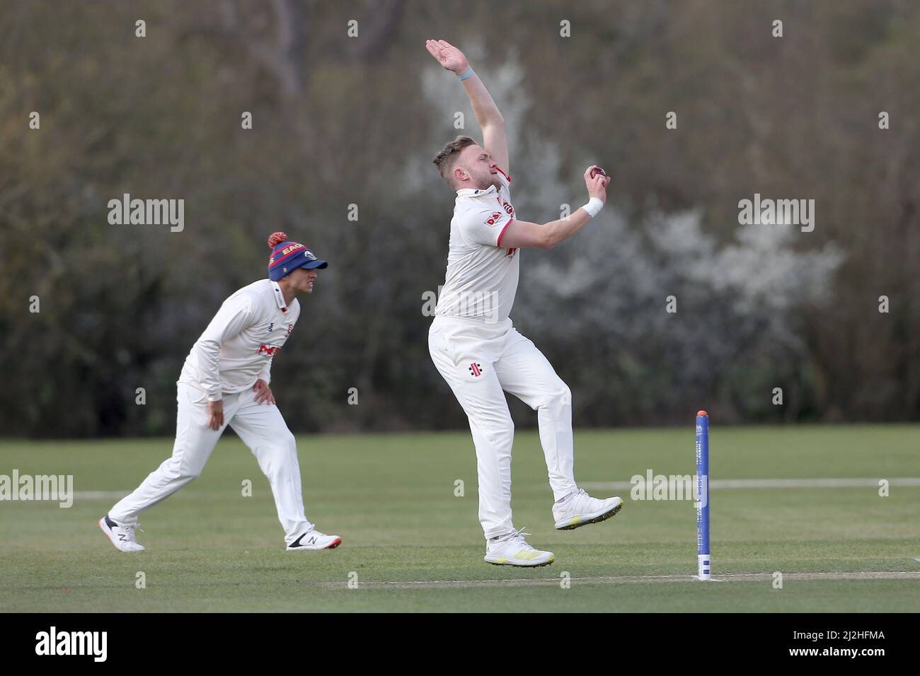 Sam Cook in bowling action for Essex during Middlesex CCC vs Essex CCC ...