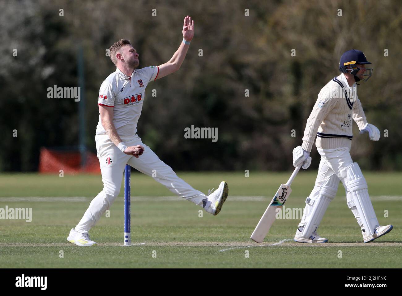 Sam Cook in bowling action for Essex during Middlesex CCC vs Essex CCC ...
