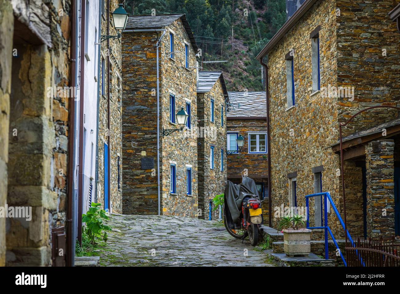 An old street in Piodao, Aldeias de Xisto, Portugal. Schist villages in ...