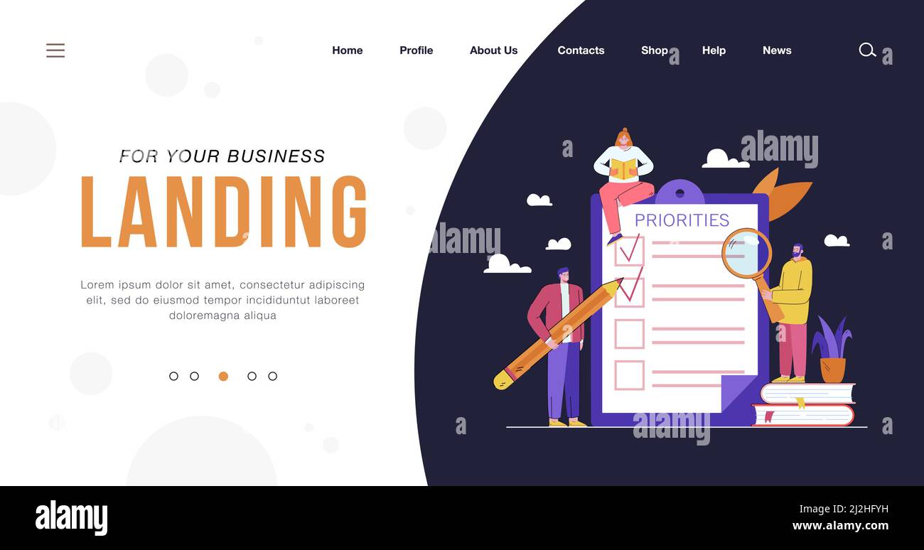 Tiny people doing priorities checklist flat vector illustration ...