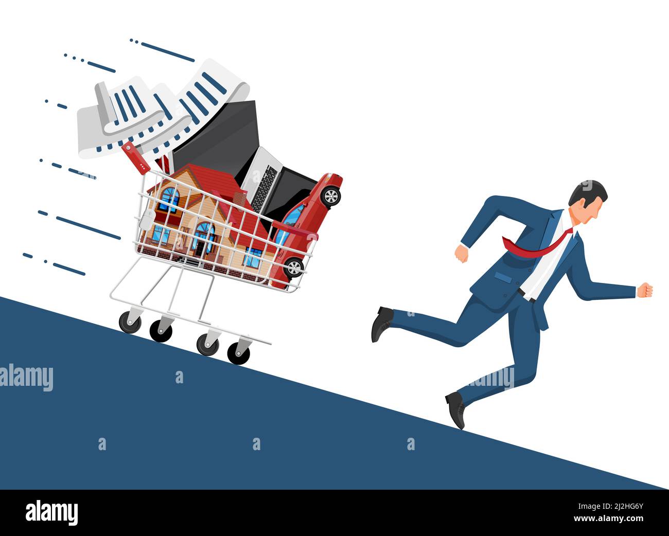 Businessman Running Away from Shopping Cart Stock Vector Image & Art ...