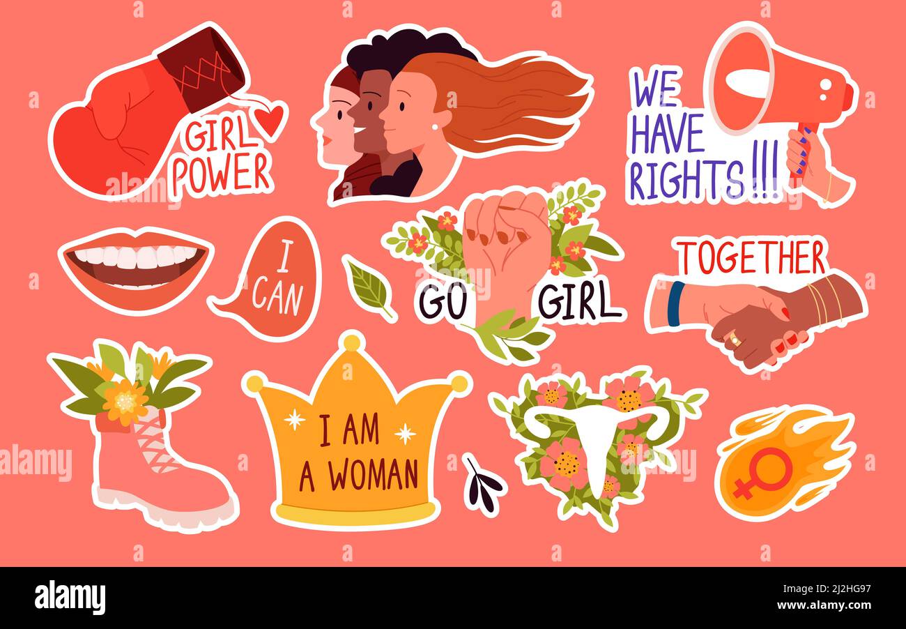 Set of stickers supporting feminism ideology Stock Vector Image & Art ...