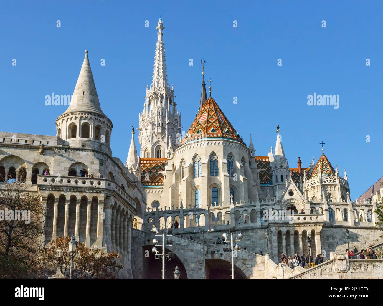 View of Fisherman’s Bastion at Buda Castle complex in Budapest, Hungary ...