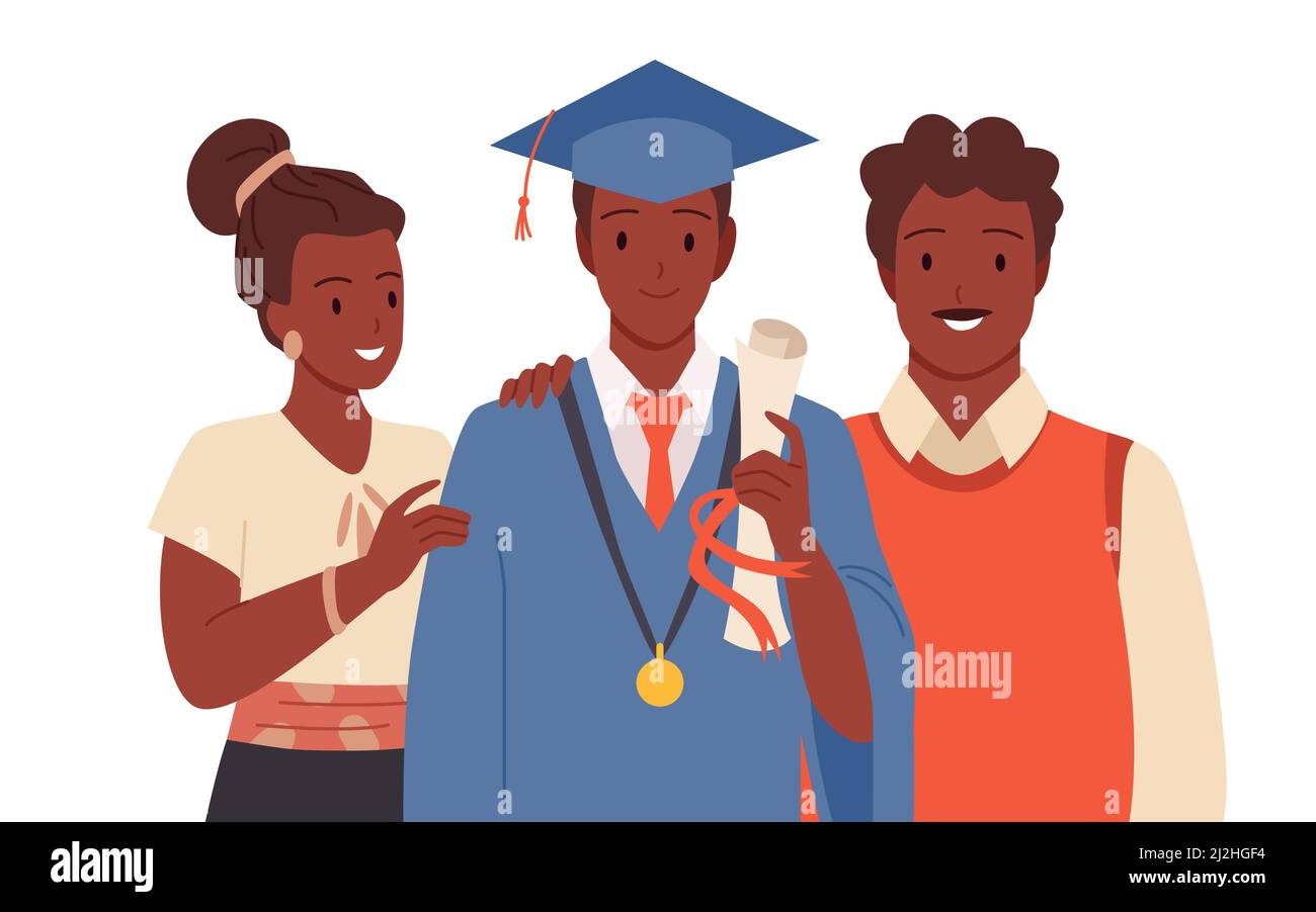 Graduate student with his proud parents Stock Vector Image & Art - Alamy