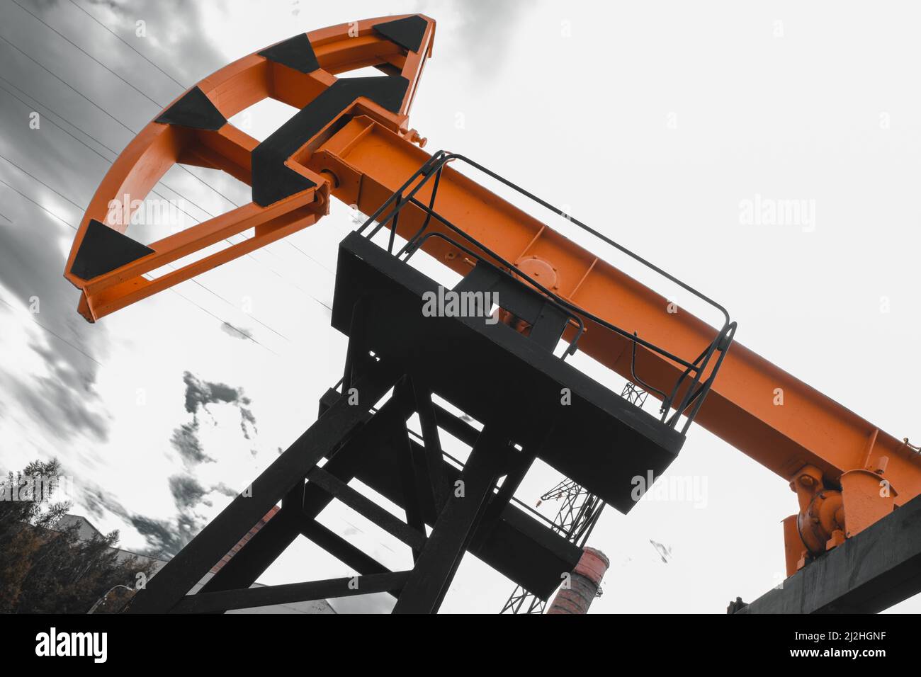 Drilling rig in an oil field. Extraction of oil from underground. Oil ...