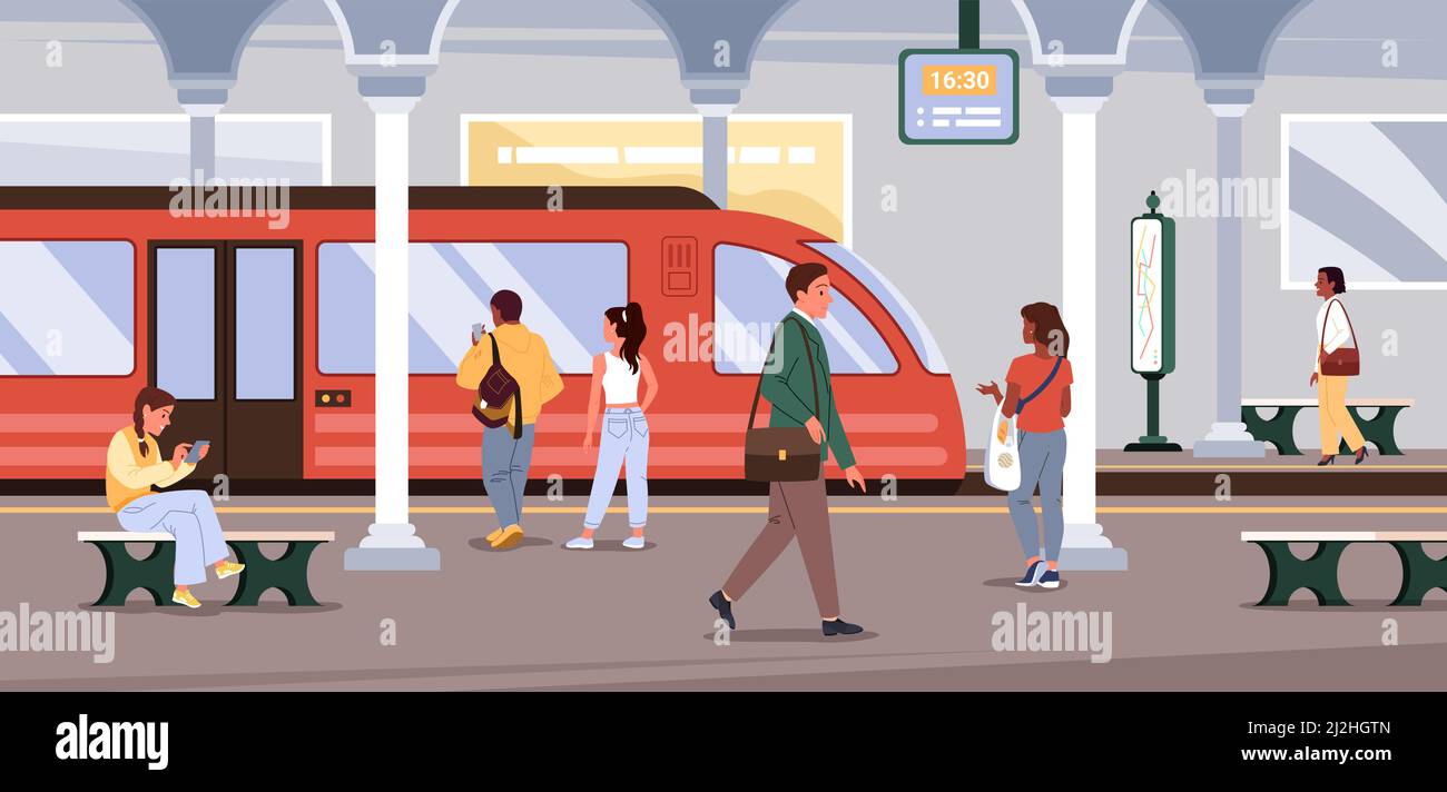 People commuting in subway metro station Stock Vector Image & Art - Alamy