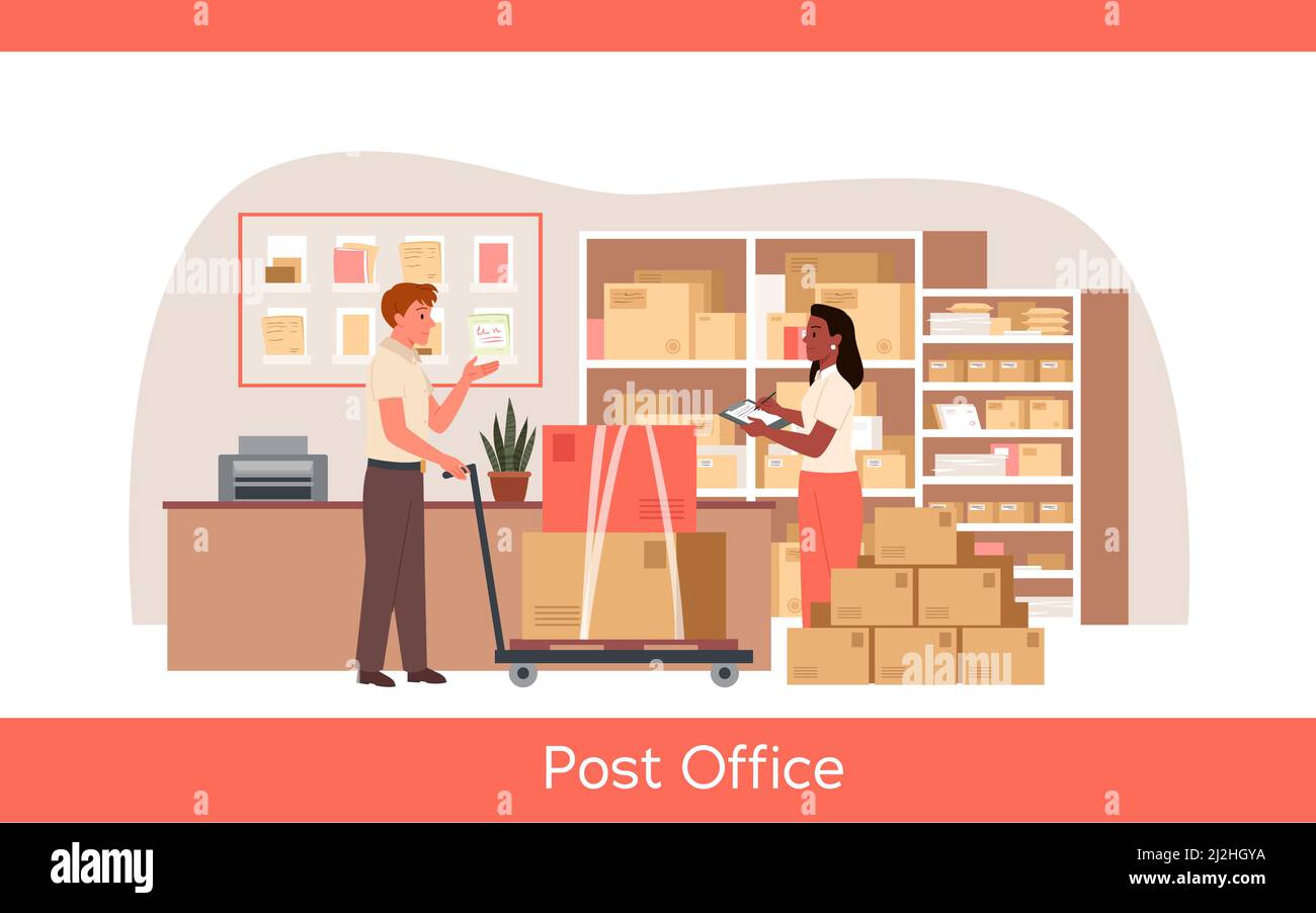 Post office storage and working postman Stock Vector Image & Art - Alamy