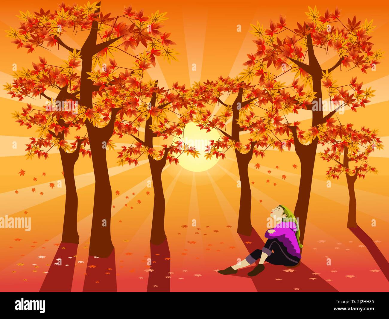 Under a maple Stock Vector Images - Alamy