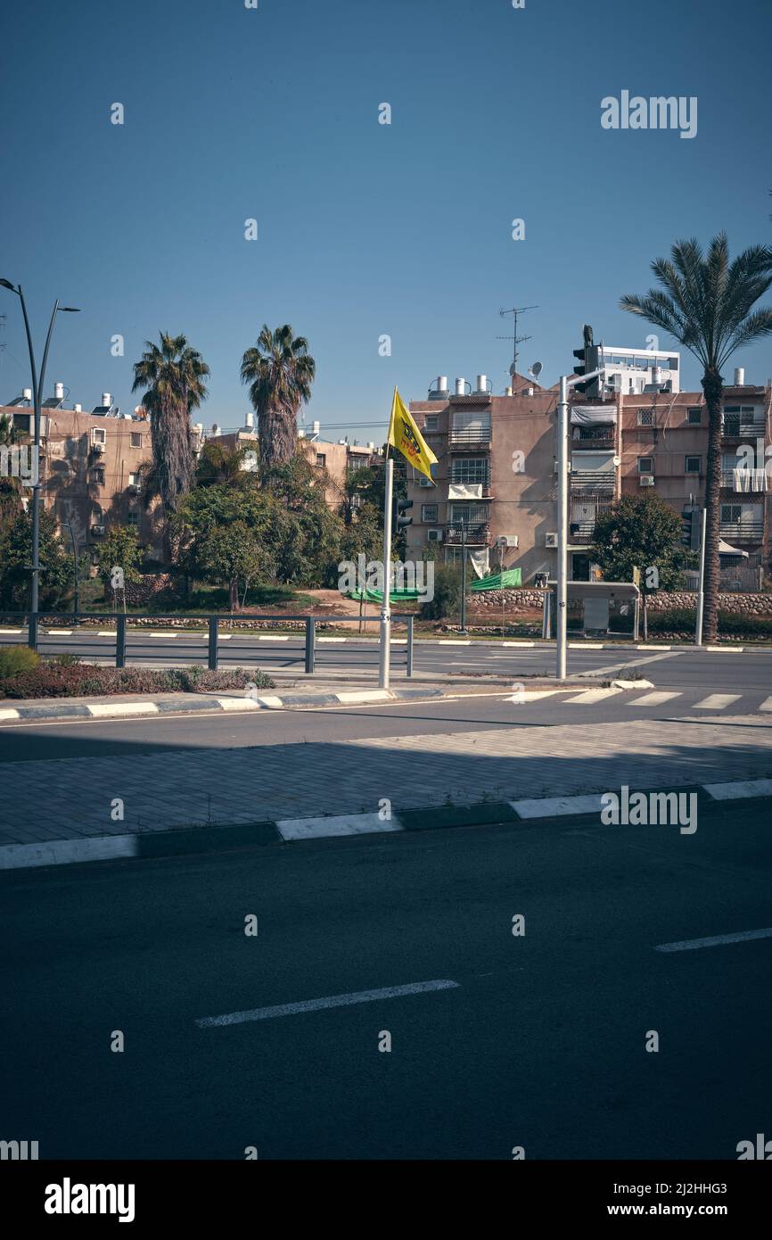 Street light flag hi-res stock photography and images - Alamy