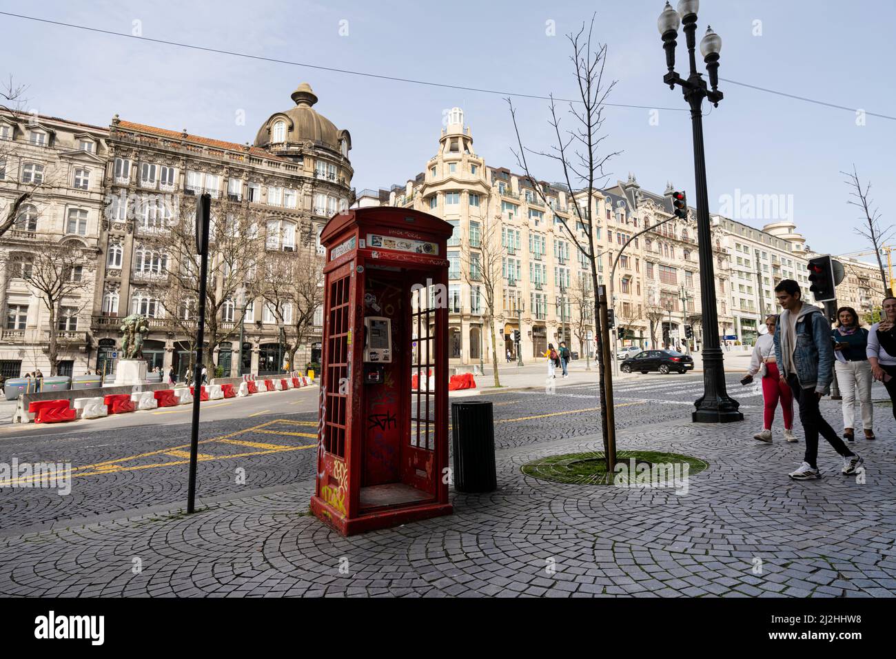 Porto, Portugal. March 2022. a characteristic old telephone booth in ...