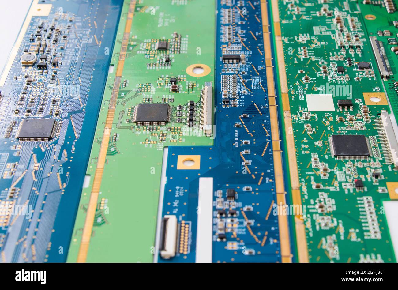 Electronic motherboard, isometric processor microchip on the white ...