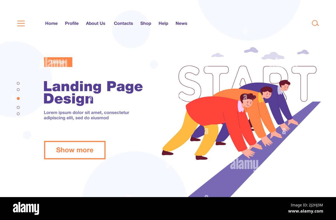 Office workers standing ready on start line isolated flat vector ...