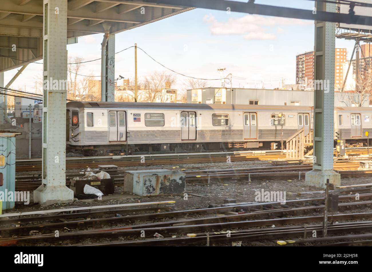 Trains at Coney island, Brooklyn Subway Station, New York City, view ...
