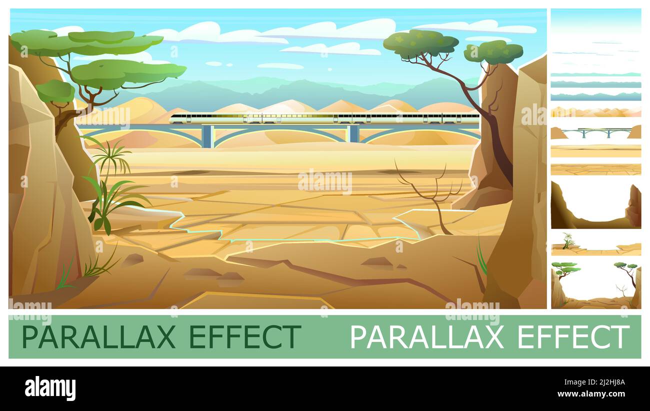 Train goes over bridge. Image from layers for overlay with parallax ...