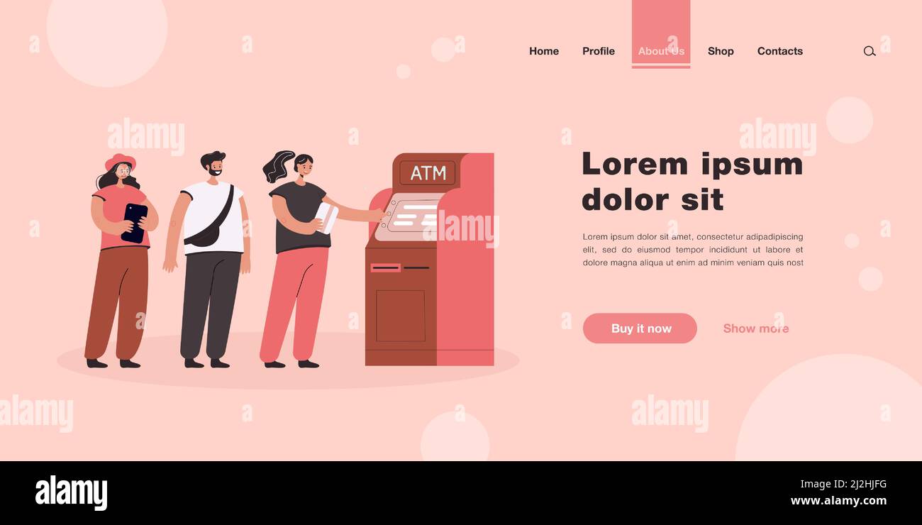 People standing in queue flat vector illustration. Crowd waiting in ...