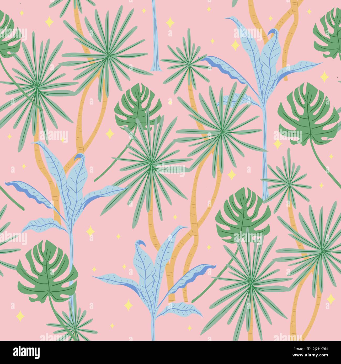 Tropical seamless pattern. Cute tropical pastel background Stock Vector ...
