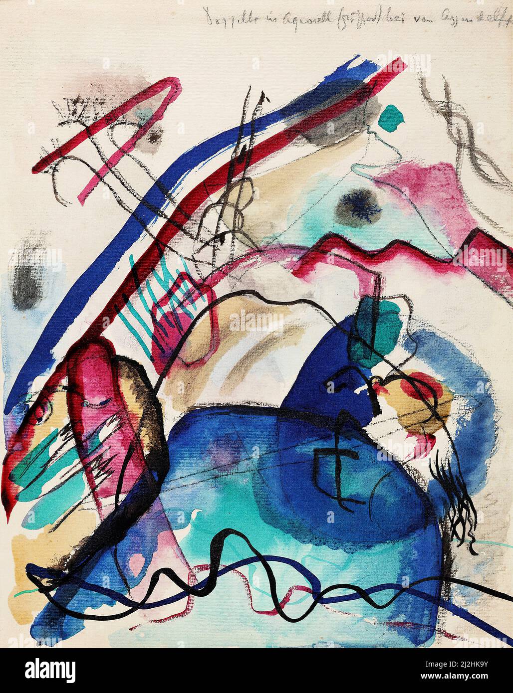 Painting by Wassily Kandinsky, 1910s. Draft for Picture with a white ...