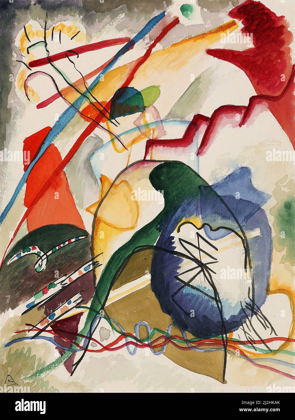 Painting by Wassily Kandinsky, 1910s. Draft for Picture with a white ...