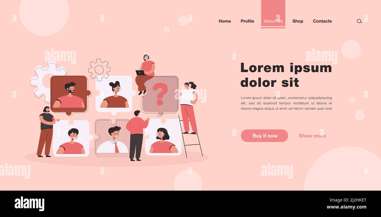 Tiny HR specialist looking for recruits for job flat vector ...