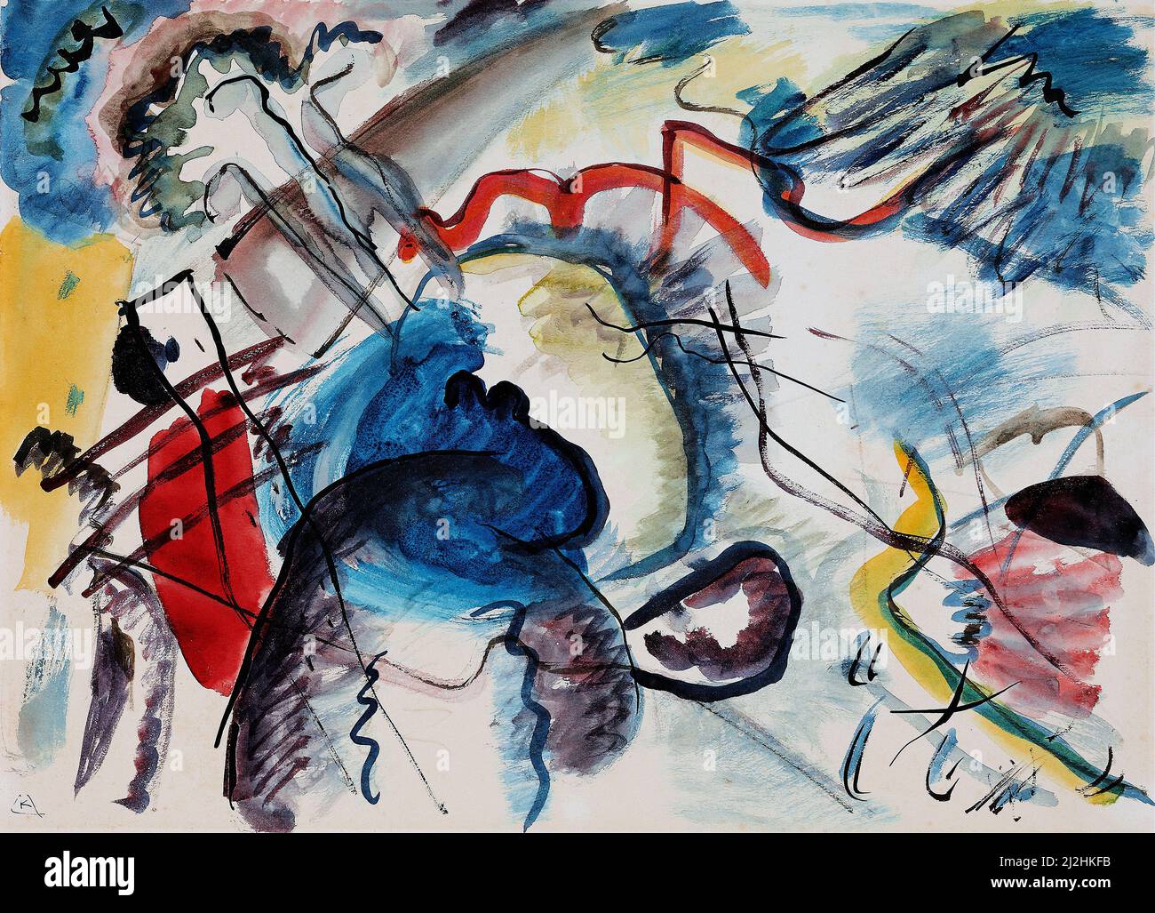 Painting by Wassily Kandinsky, 1910s. Draft for Picture with a white ...