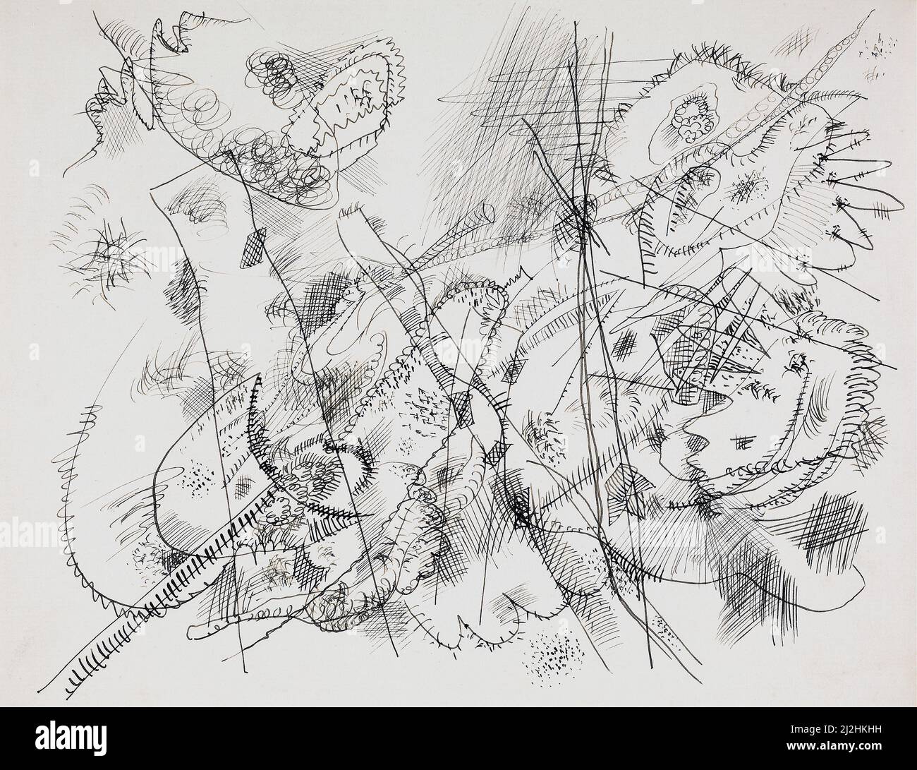 Painting by Wassily Kandinsky, 1910s. Design for an etching (1913 Stock ...