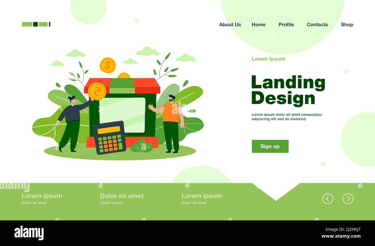 Tiny partners giving subsidy assistance to business flat vector ...