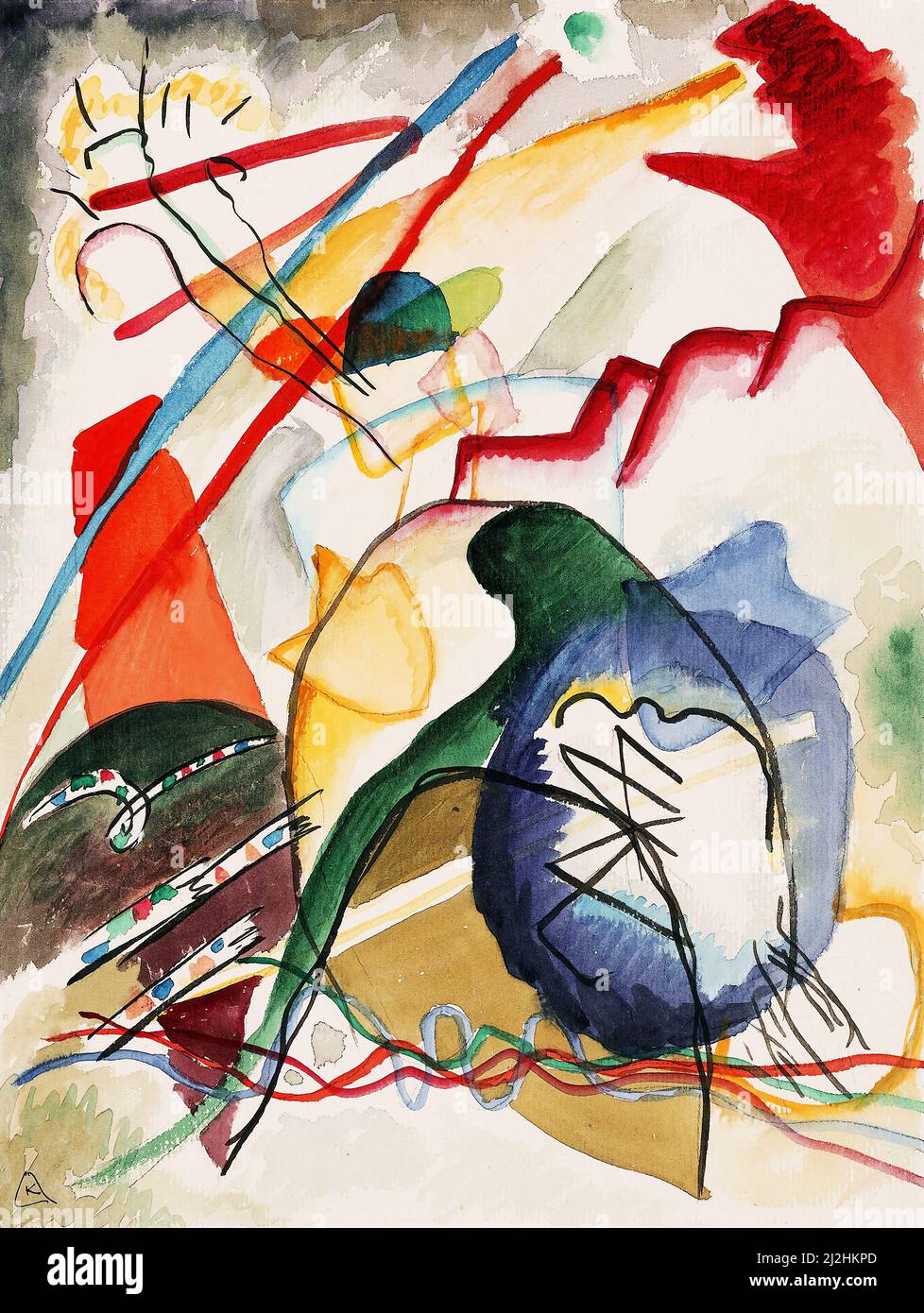 Painting by Wassily Kandinsky, 1910s. Draft for Picture with a white ...