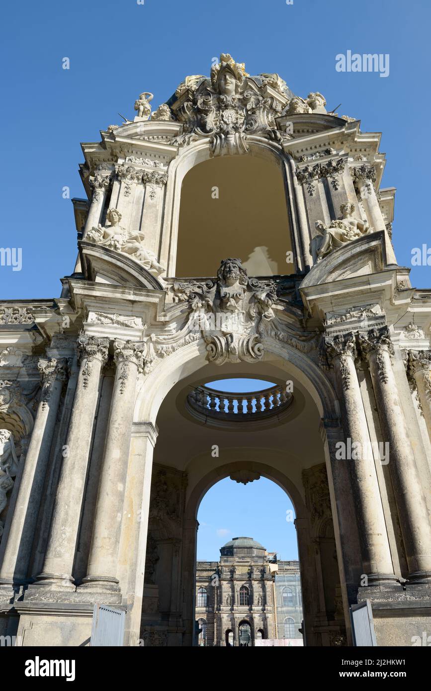 Crown Gate, the Baroque arched tower of main entrance in Zwinger ...