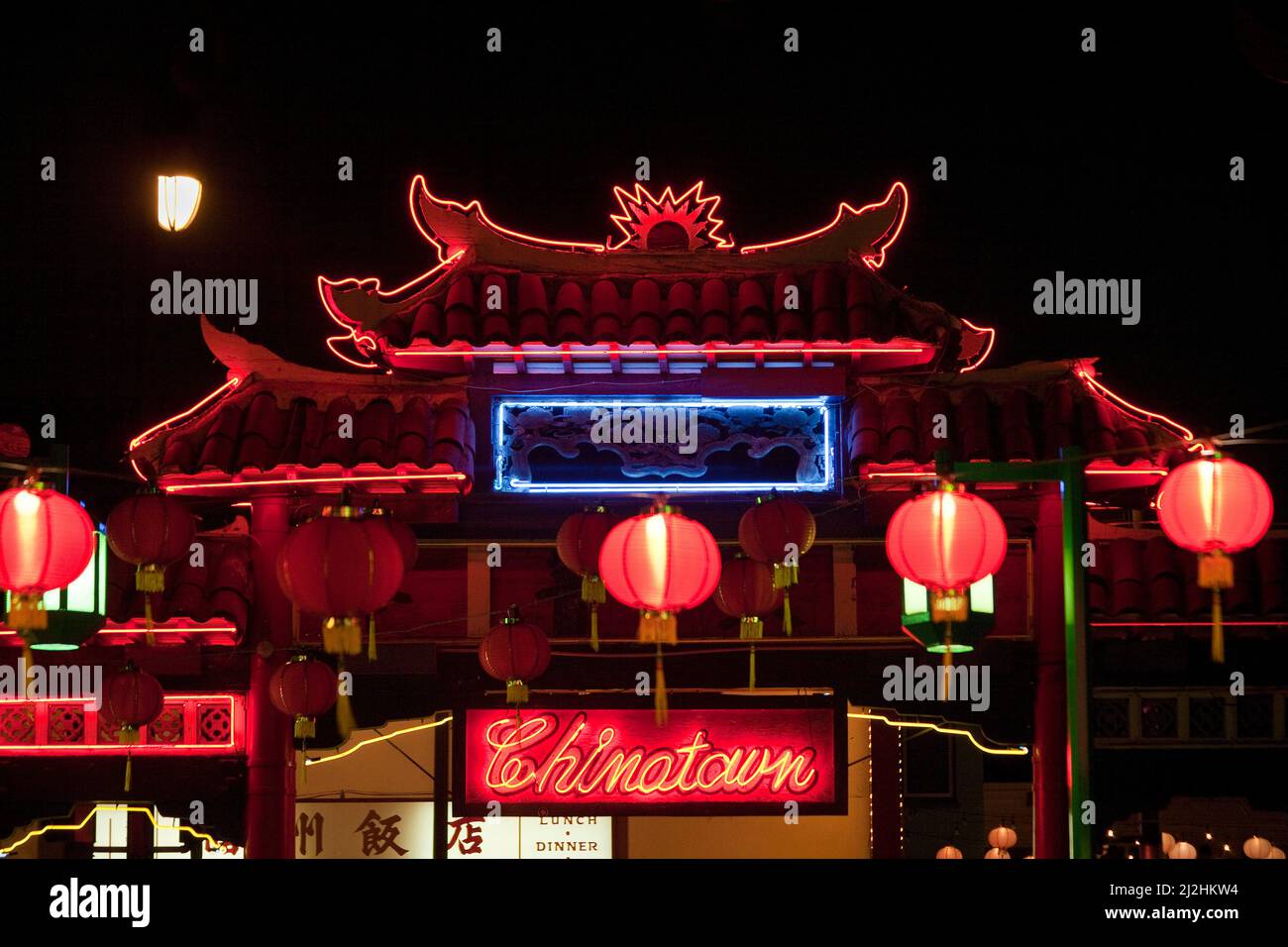 Chinatown sign night, Los Angeles, CA H Stock Photo - Alamy