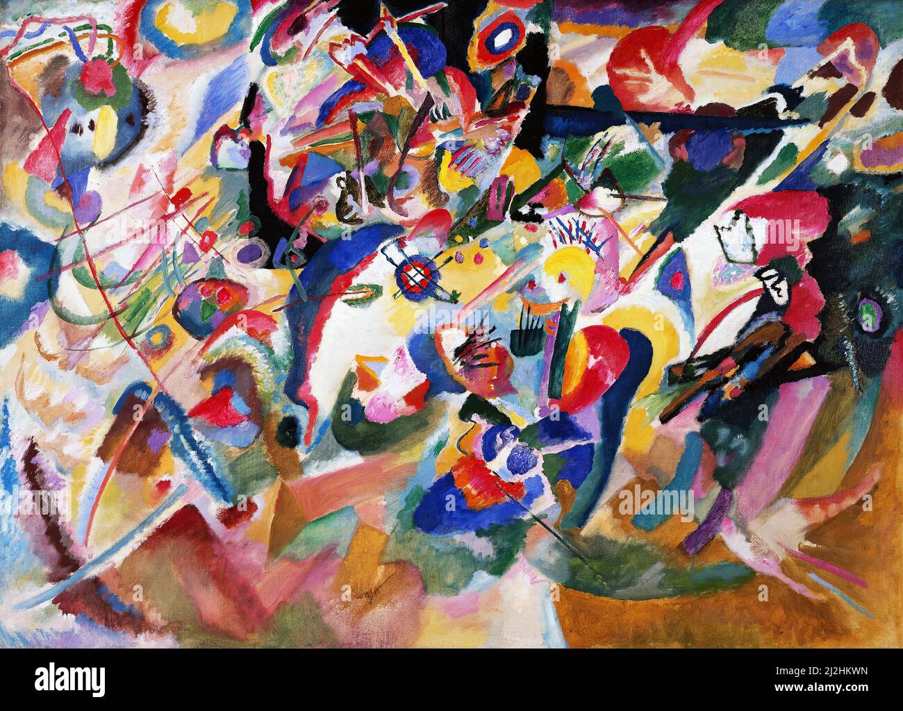 Painting by Wassily Kandinsky, 1910s. Entwurf 3 zu Komposition VII ...