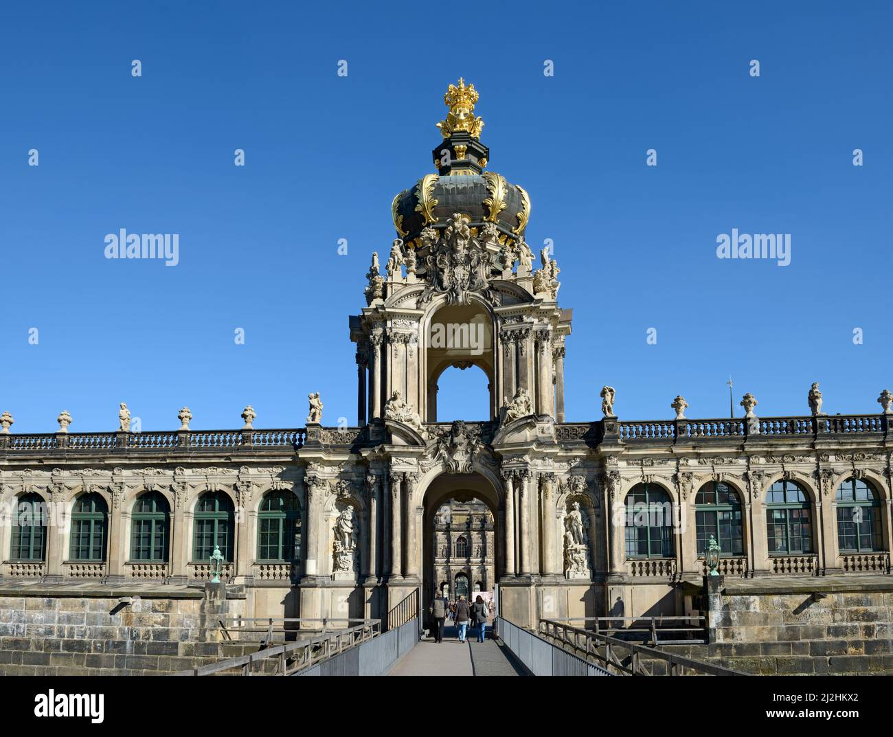 Crown Gate, the Baroque arched tower of main entrance in Zwinger ...