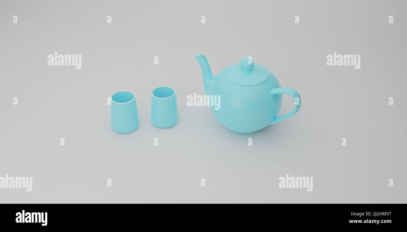 Tea pot and cup set Stock Photo - Alamy