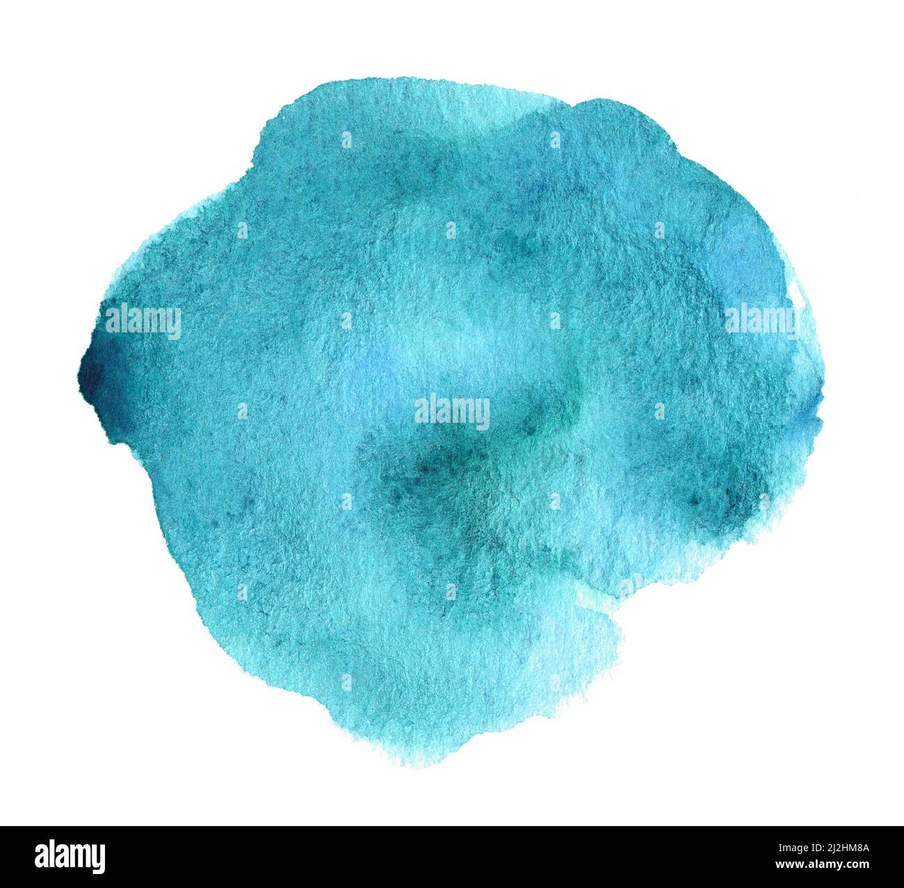 Turquoise watercolor shape isolated on white background Stock Photo - Alamy