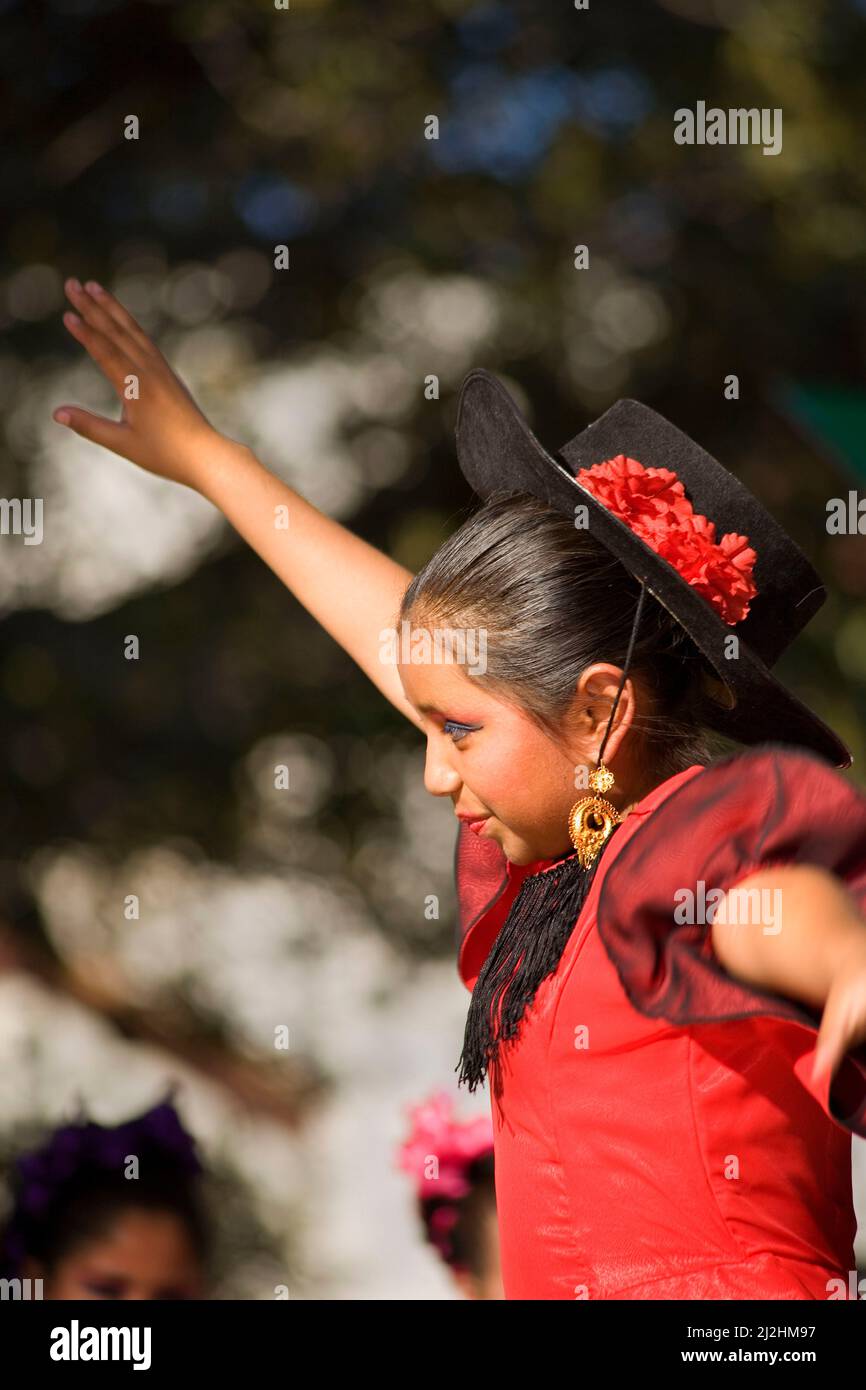 Young girl folkloric dancing at a Cinco de Mayo festival Stock Photo ...