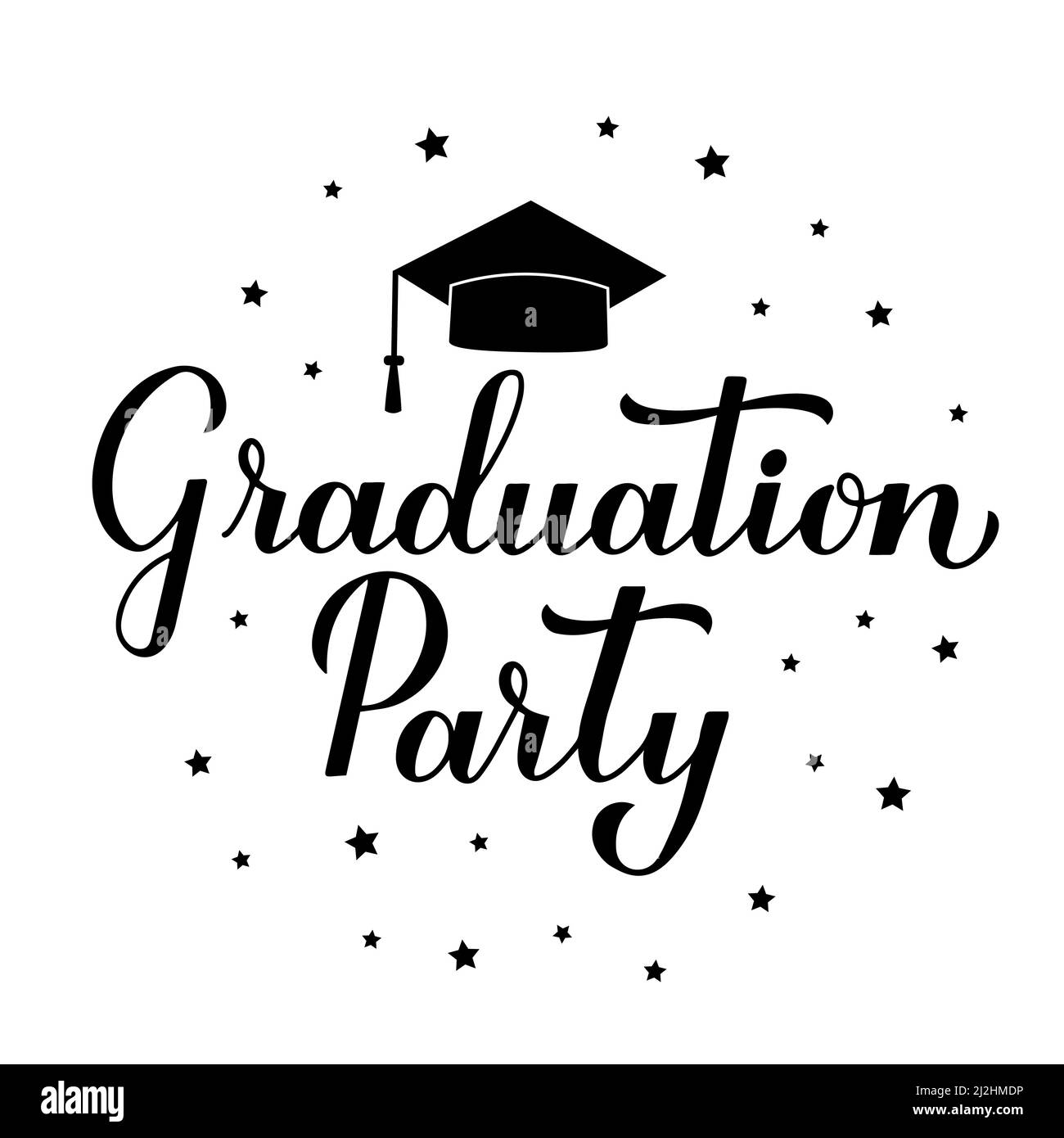 Graduation Party calligraphy hand lettering with graduation cap ...