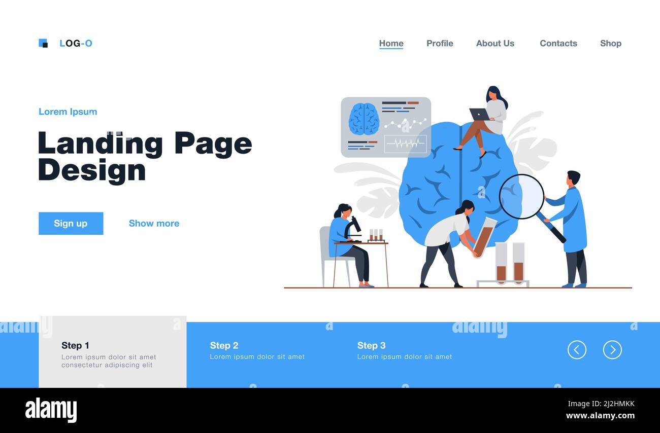 Doctors doing medical research on human brain and testing blood samples ...