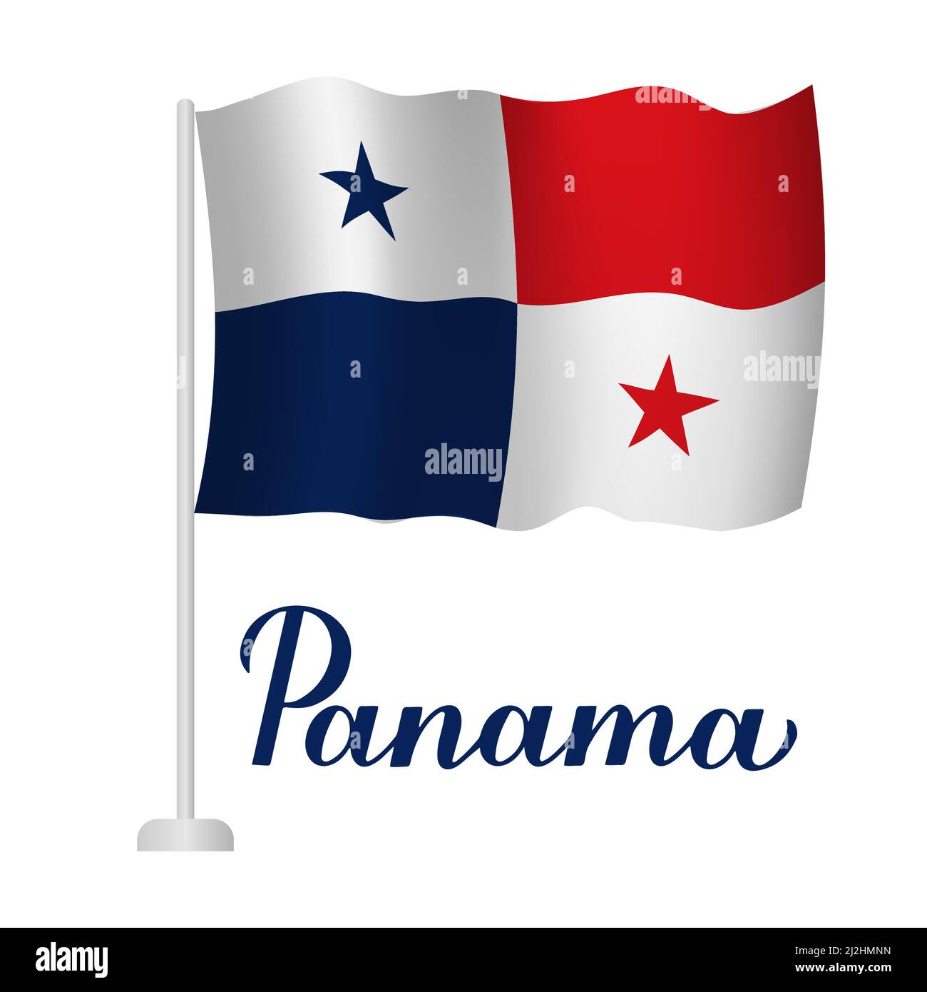 Flag of Panama isolated on white. Calligraphy hand lettering. Vector ...