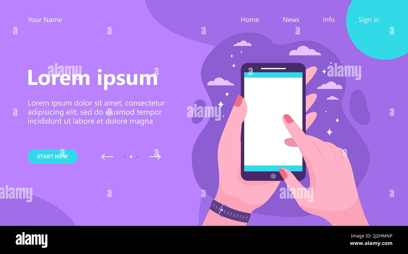 Mobile phone in hand isolated flat vector illustration. Man holding ...