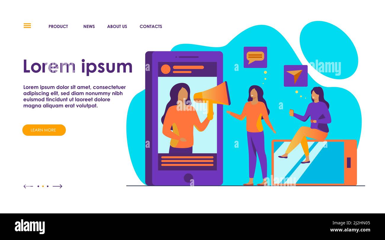 Blogger promoting product or service in social media vector ...