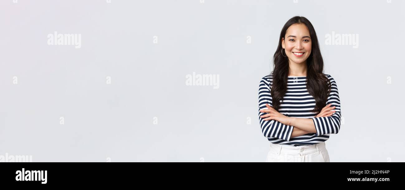 Lifestyle, people emotions and casual concept. Confident nice smiling ...