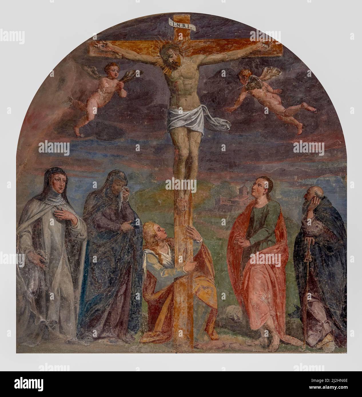 Jesus on the cross with the Virgin, St. Caterina by Siena,St. Joseph ...