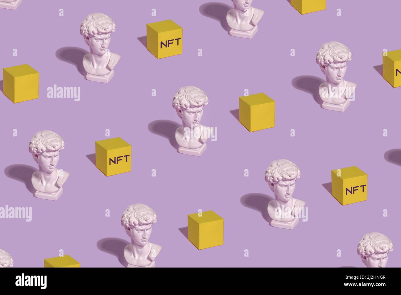 Pattern statue of Roman bust of David and blocks blockchain ...