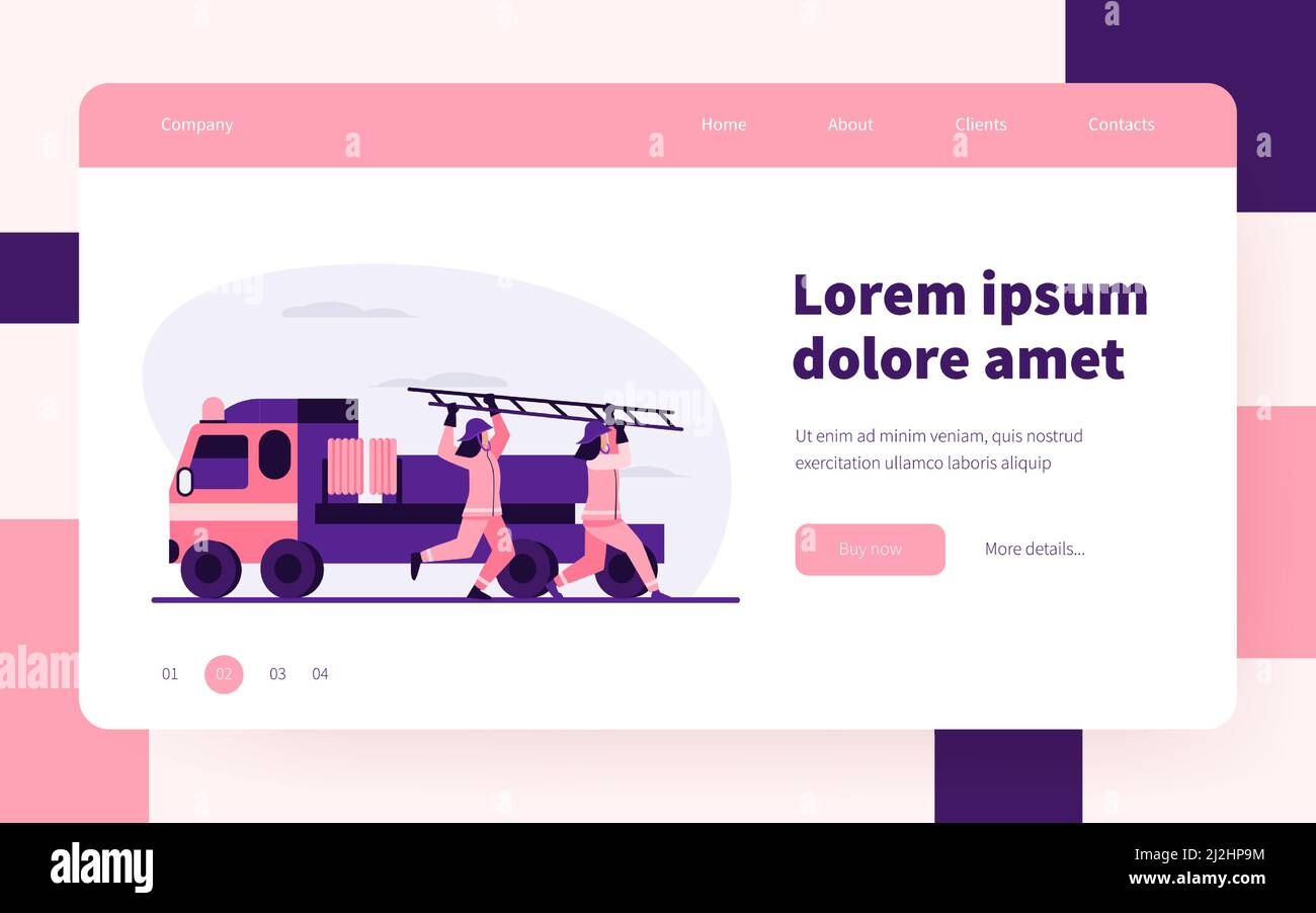 Firefighters rushing to rescue. Firemen running from vehicle, carrying ...