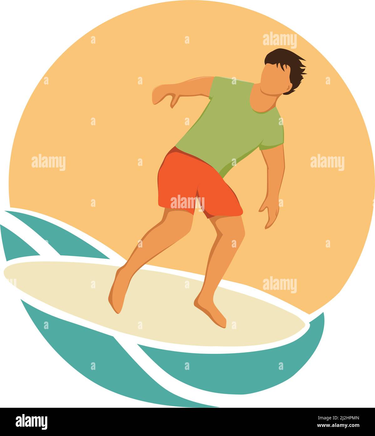 Surfer silhouette pacific ocean beach Stock Vector Images - Alamy