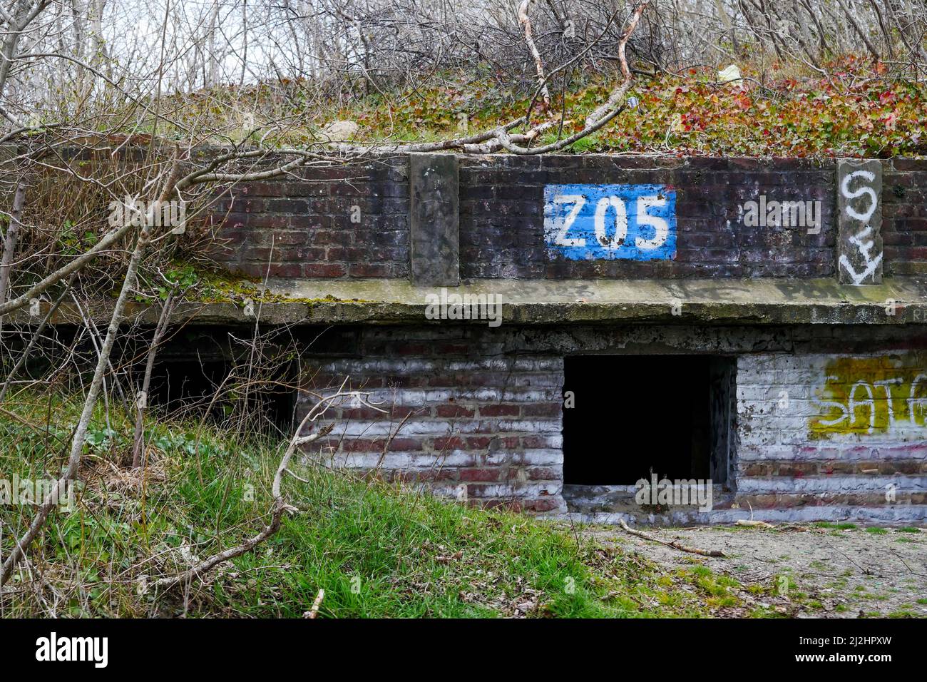 Abandoned WWII German blockhaus, Dune Marchand, Zuydcoote, Nord, Hauts ...